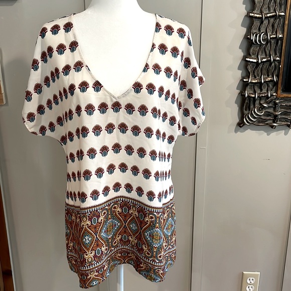 Show Me Your MuMu | Tops | Show Me Your Mumu Cream Multicolor Boho Short Sleeve Tunic Top Euc ...